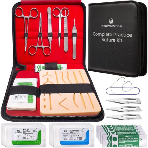 Complete Sterile Suture Practice Kit for First Aid Field Emergency ...